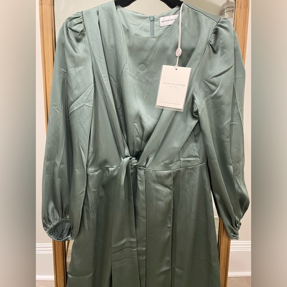 Dresses | Veiled Collection Unused Blue Satin Long Sleeve Maxi Dress ...